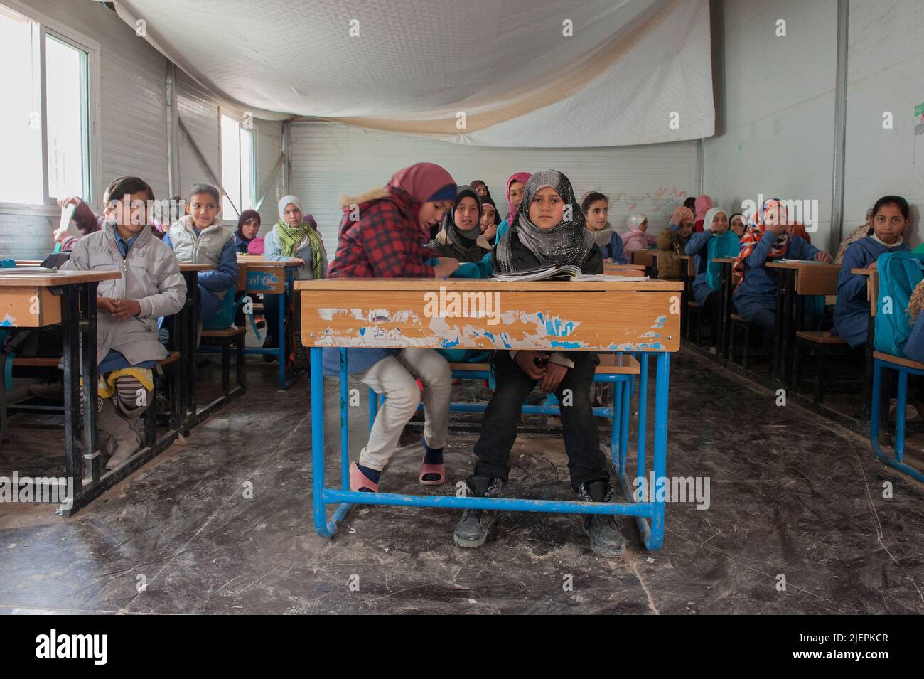Al Mafraq, Jordan. Inside the Al Za'atari Refugee Camp, the second ...