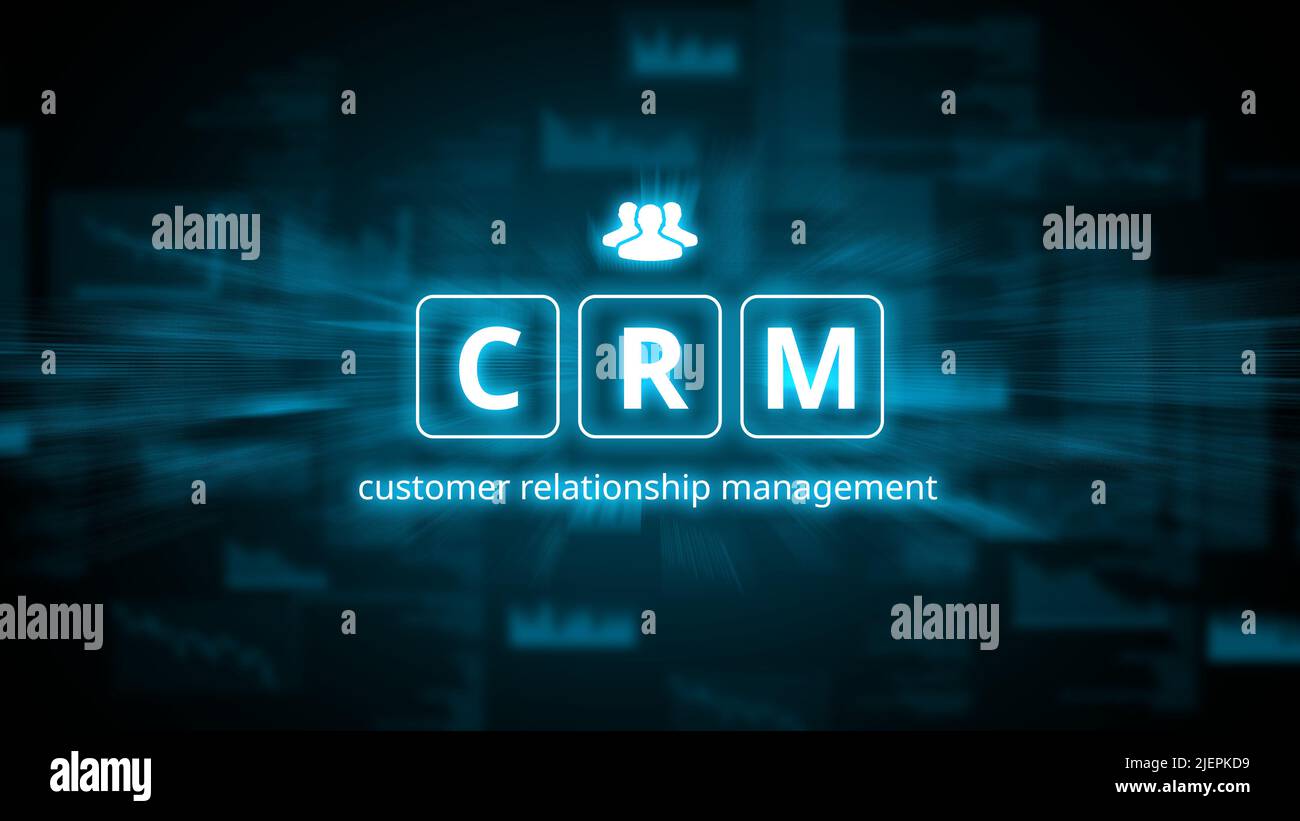 Concept crm or customer relationship management. Abstract holographic ...