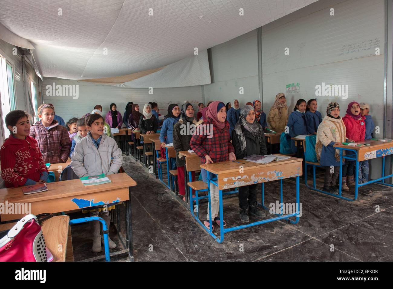Al Mafraq, Jordan. Inside the Al Za'atari Refugee Camp, the second ...
