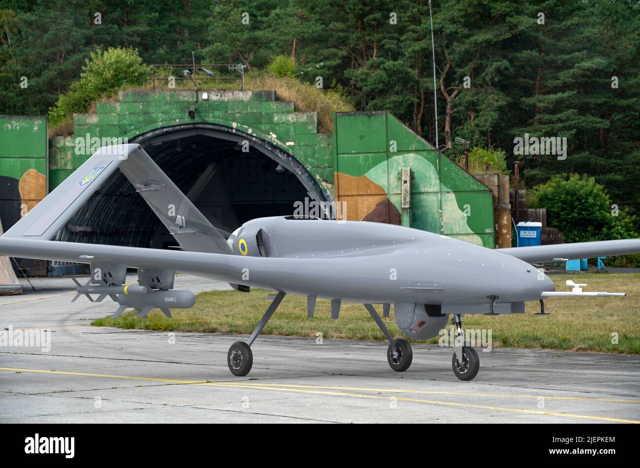 Turkish combat drone Bayraktar TB 2 in the colours of the Armed Forces ...