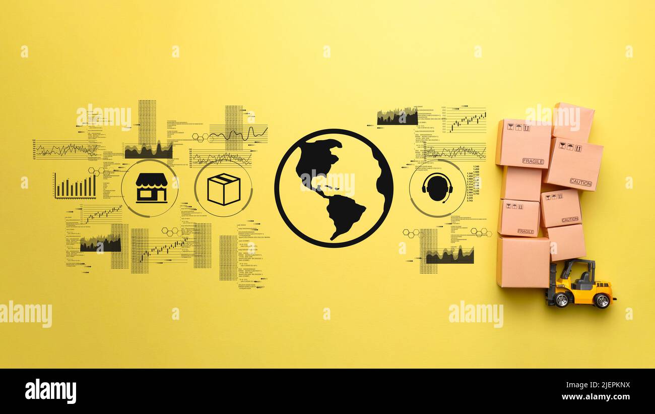 The concept of logistics and delivery of goods around the world ...