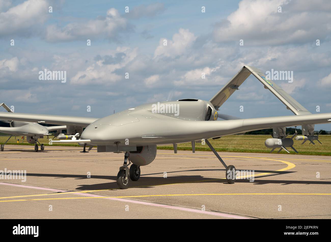 Turkish combat drone Bayraktar TB 2 in the colours of the Armed Forces ...