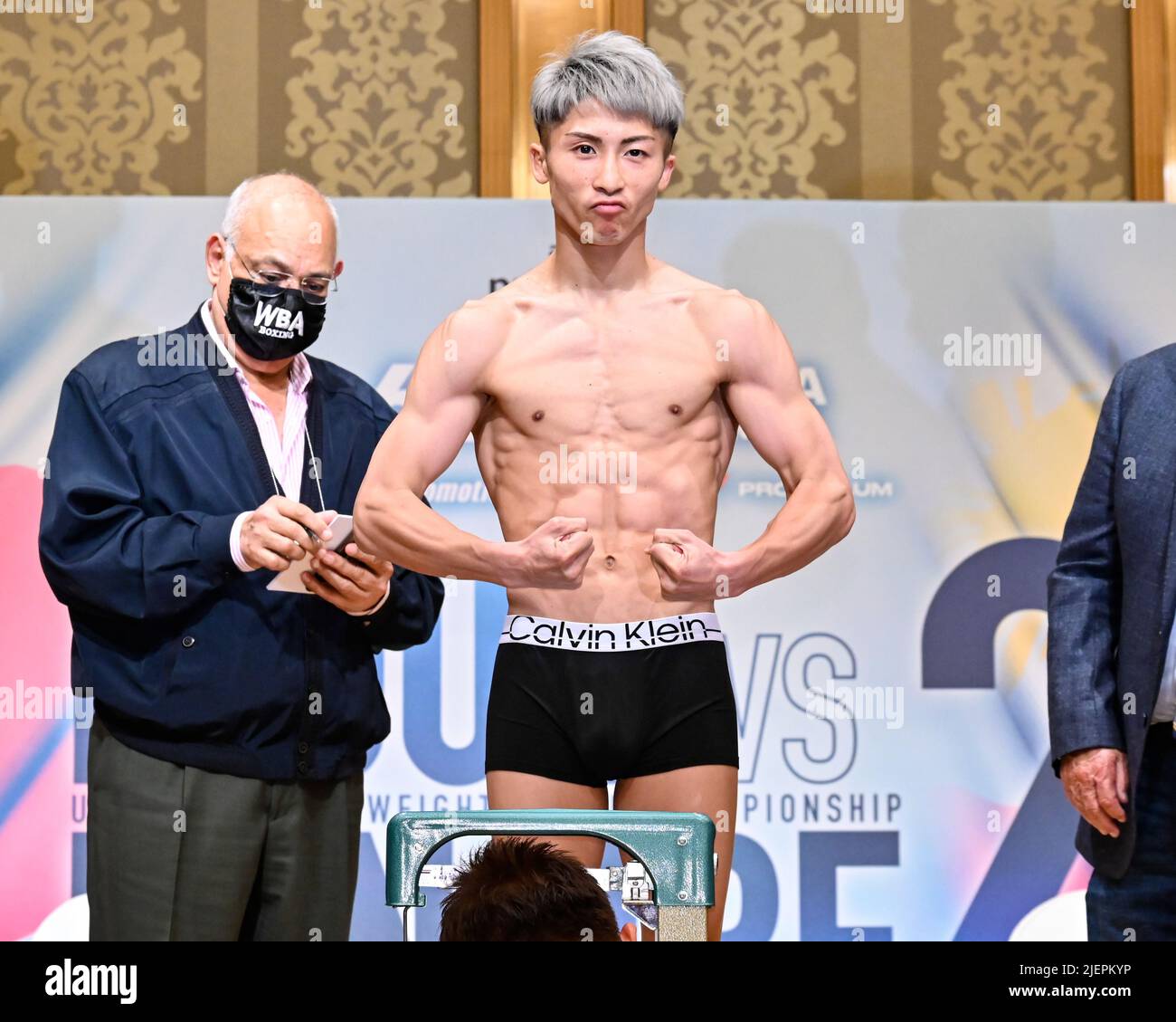 Naoya Inoue of Japan poses during the official weigh-in for the the ...