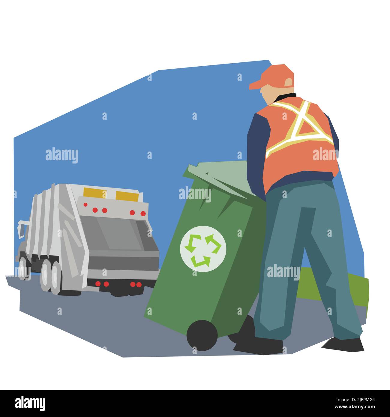 Man working recycling waste and garbage services clip art Stock Vector ...