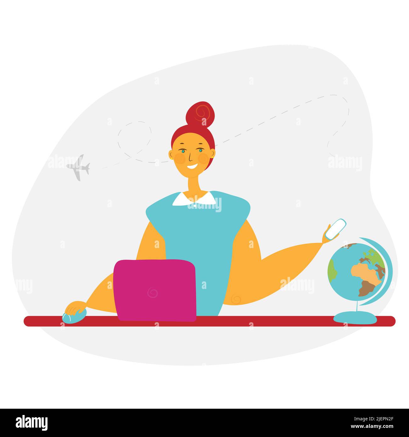 Travel agent. Tourist service concept. The woman - a tourist expert ...