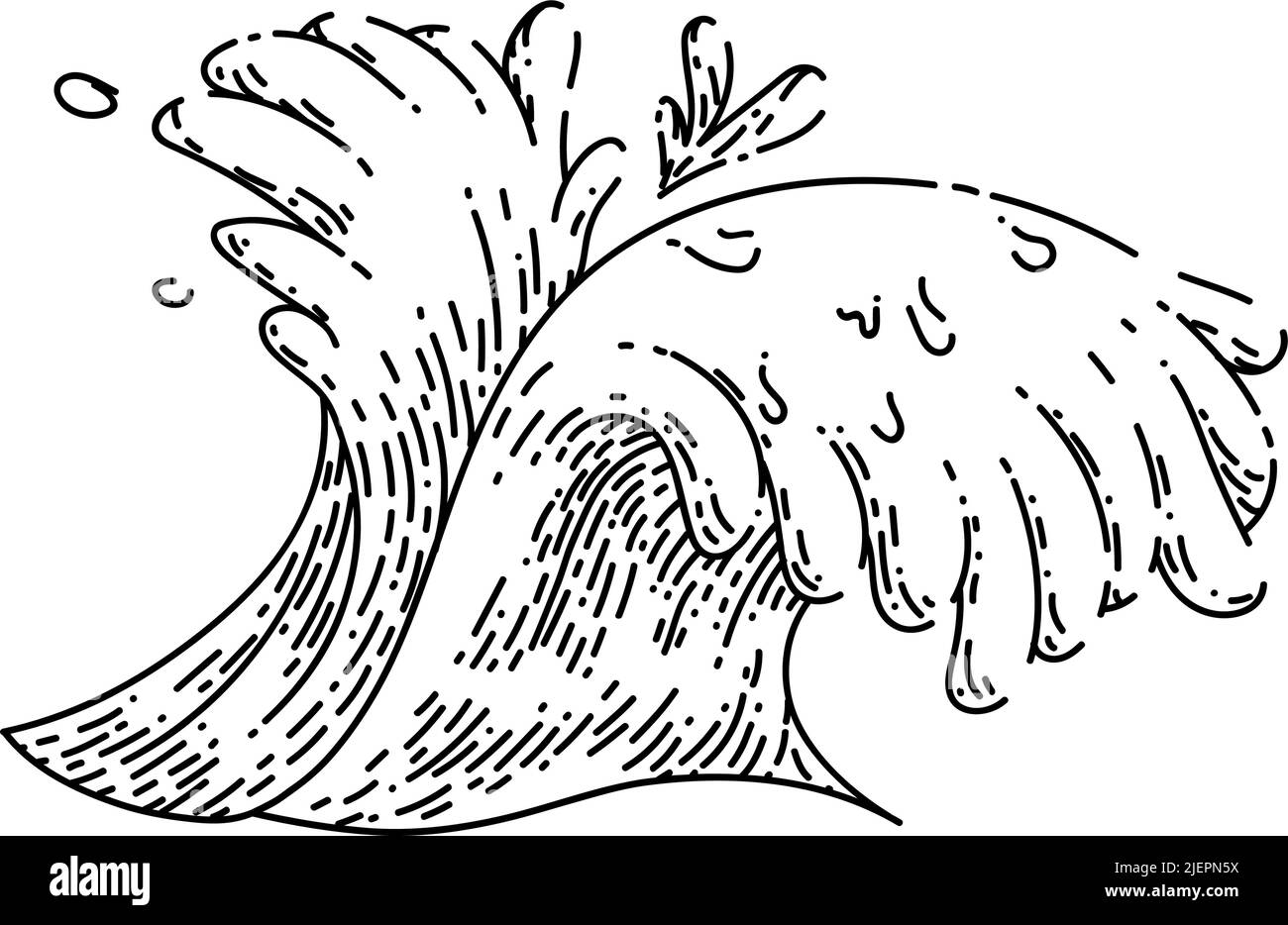 sea ocean waves sketch hand drawn vector Stock Vector Image & Art - Alamy