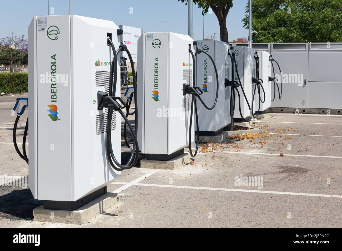 ALFAFAR, SPAIN - JUNE 06, 2022: Electric car charging station powered ...