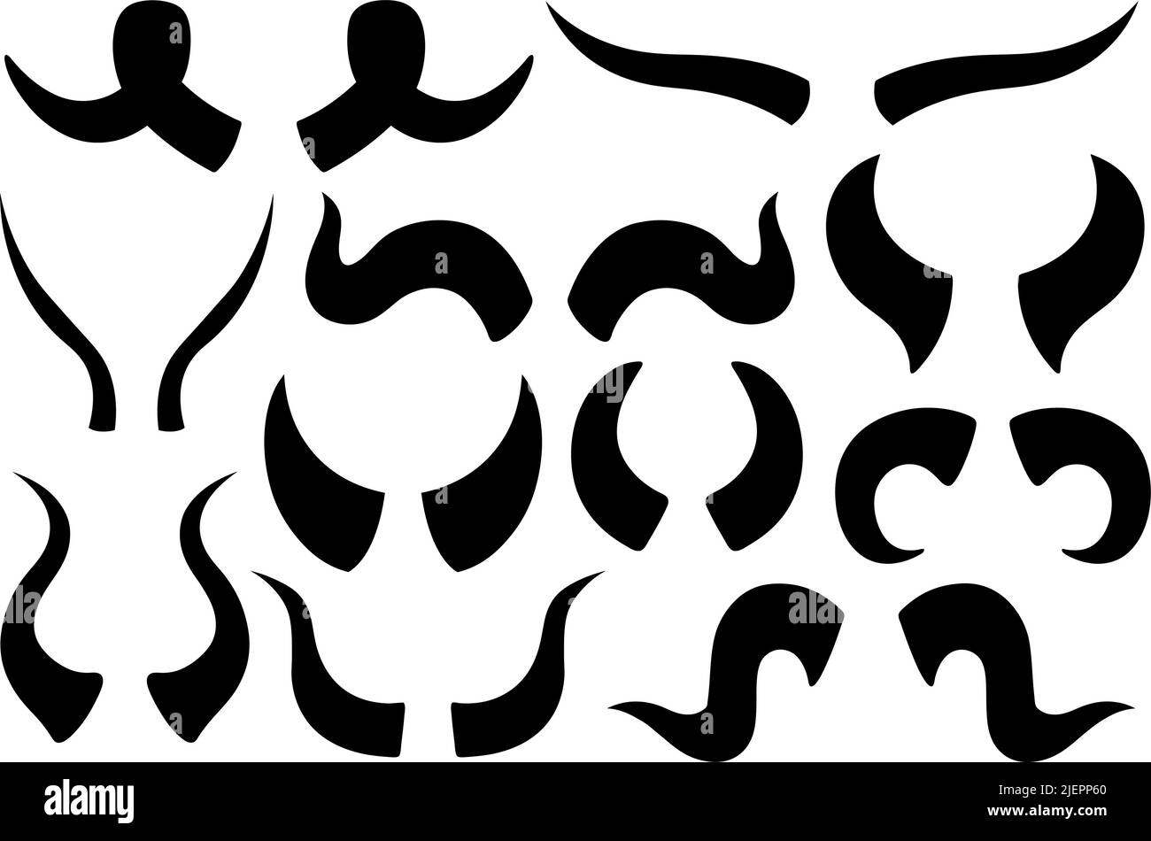 Collection of different animal horns isolated on white Stock Vector ...