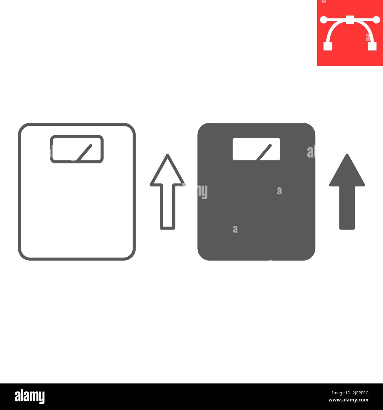 Weight gain line and glyph icon, balance and overweight, weight scale ...
