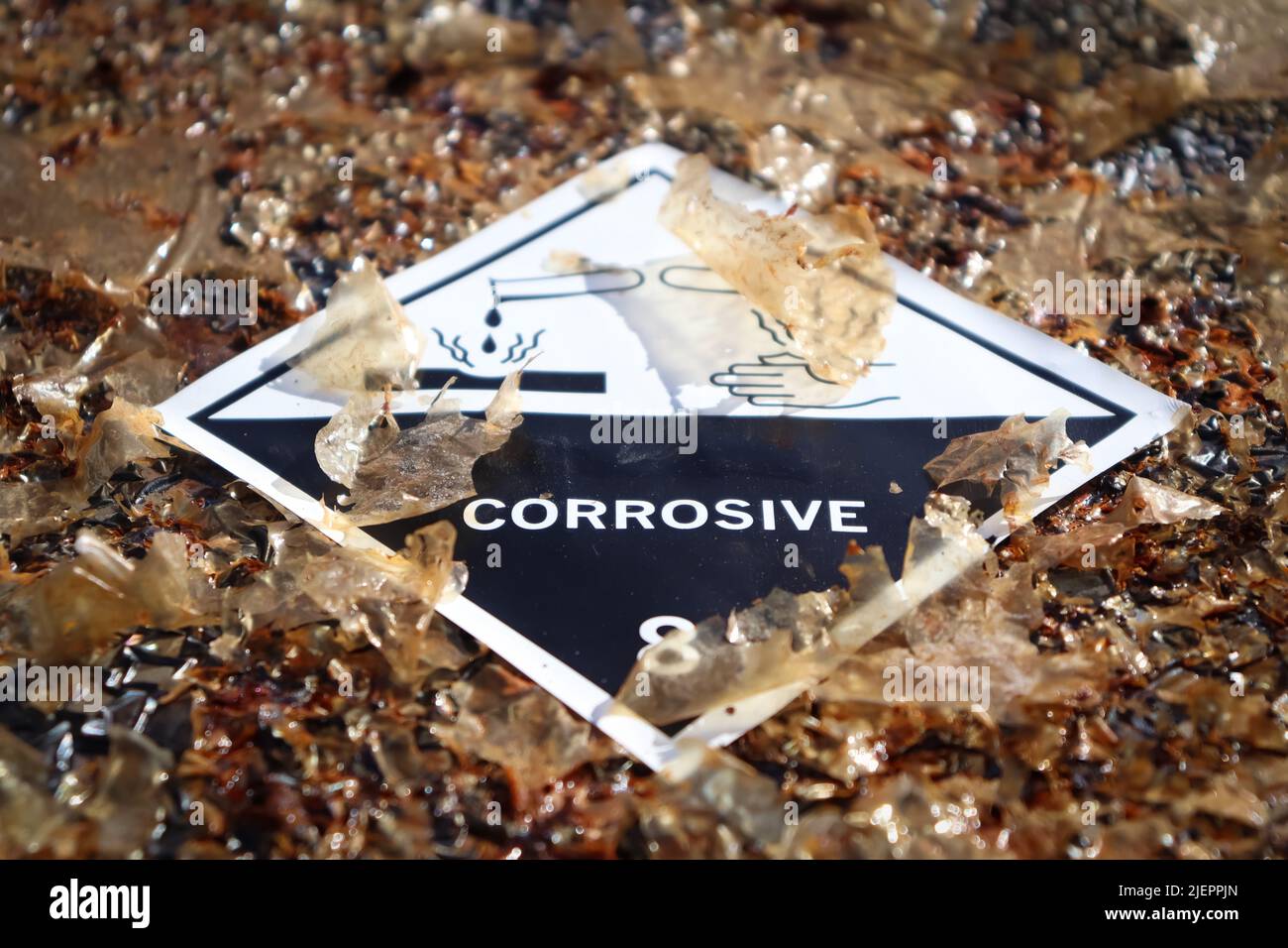 The object has been corroded by chemical and danger Stock Photo - Alamy