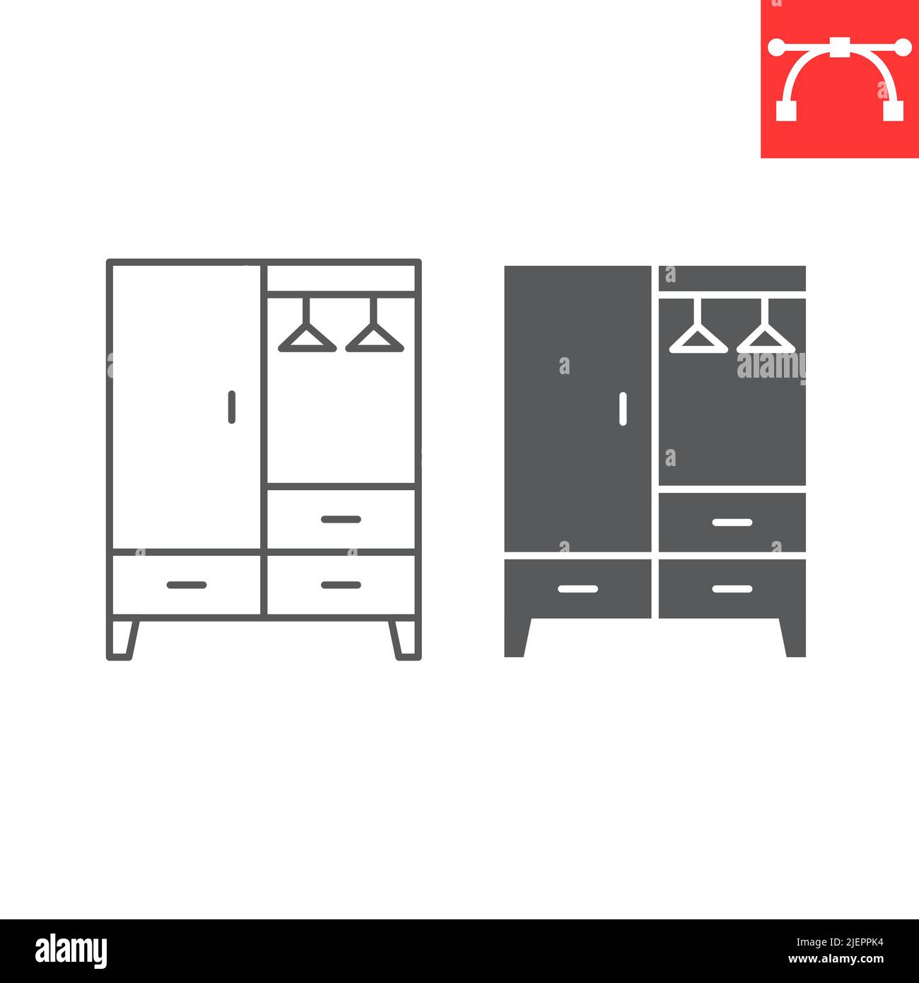 Wardrobe line and glyph icon, furniture and interior, cupboard vector ...