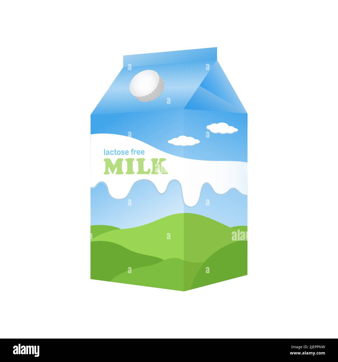 Cardboard rectangular small milk box packaging with pattern of meadows ...