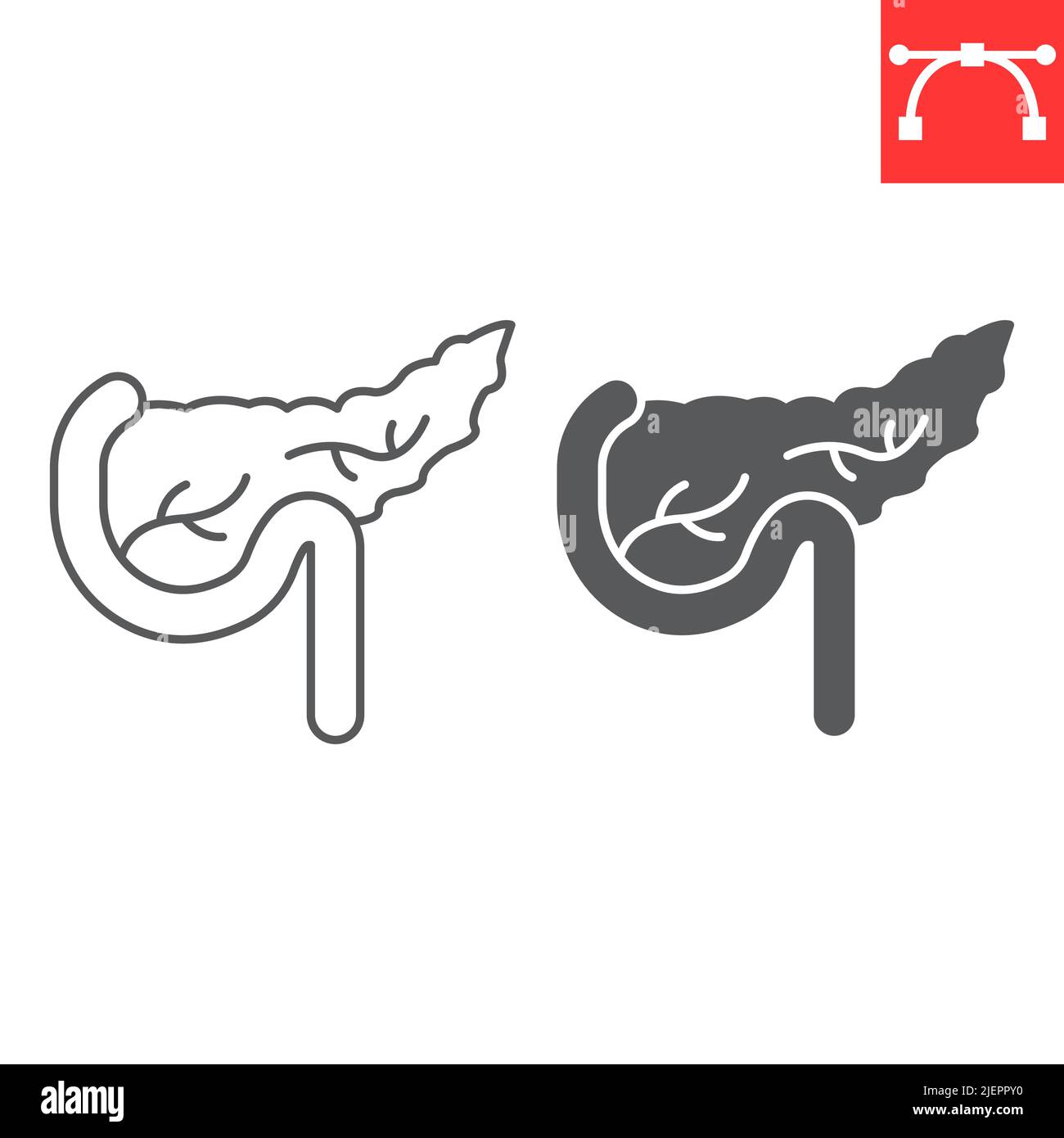 Pancreatitis line and glyph icon, diabetic and pancreas, pancreatic ...