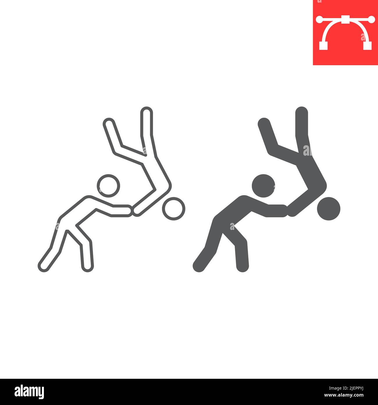 Judo sport line and glyph icon, sport and wrestling, judo vector icon ...