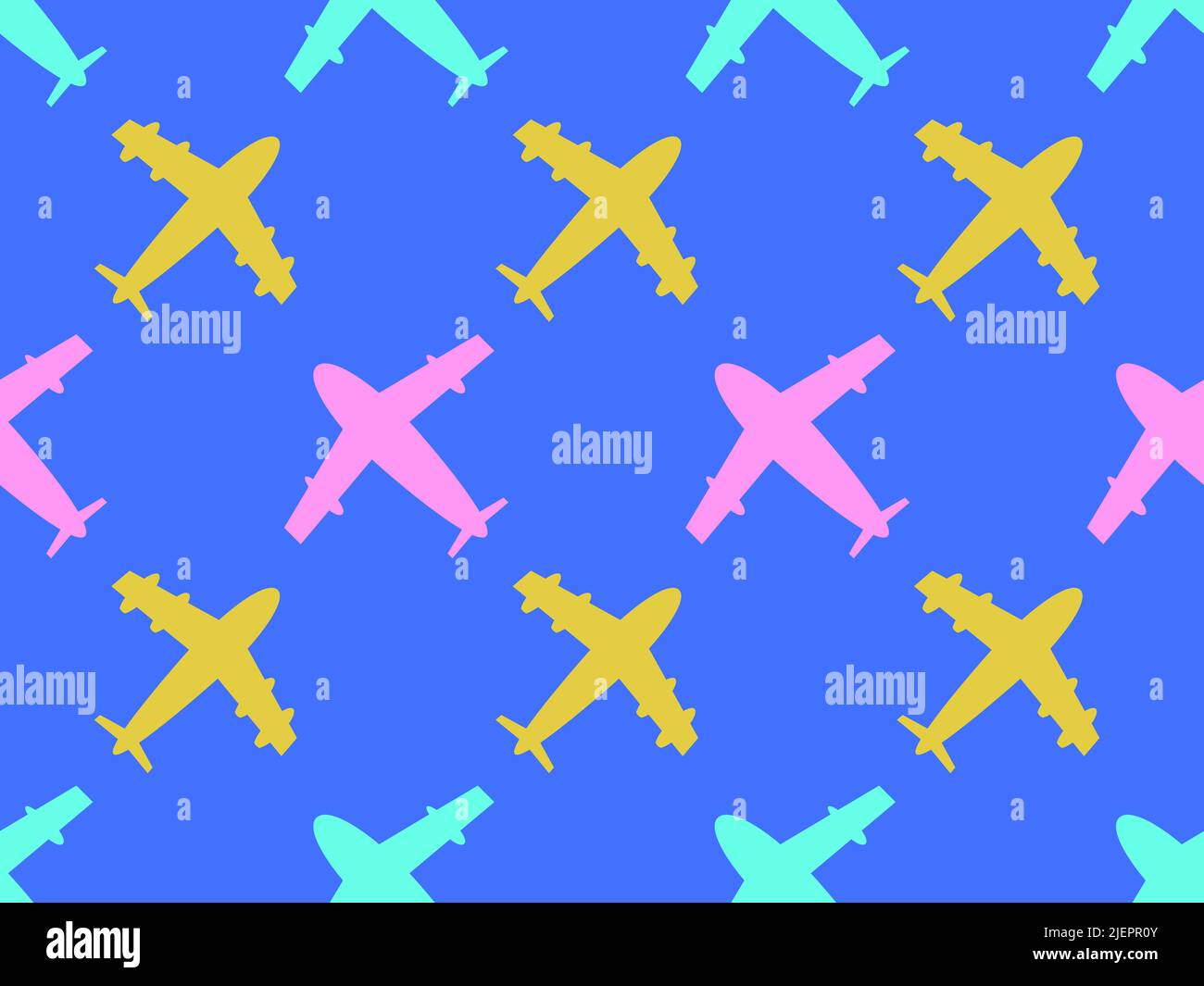 Airplanes seamless pattern. Airplane with turbines and propellers on a ...