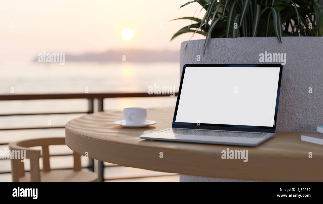 Beautiful outdoor workspace or restaurant cafe exterior design with a ...