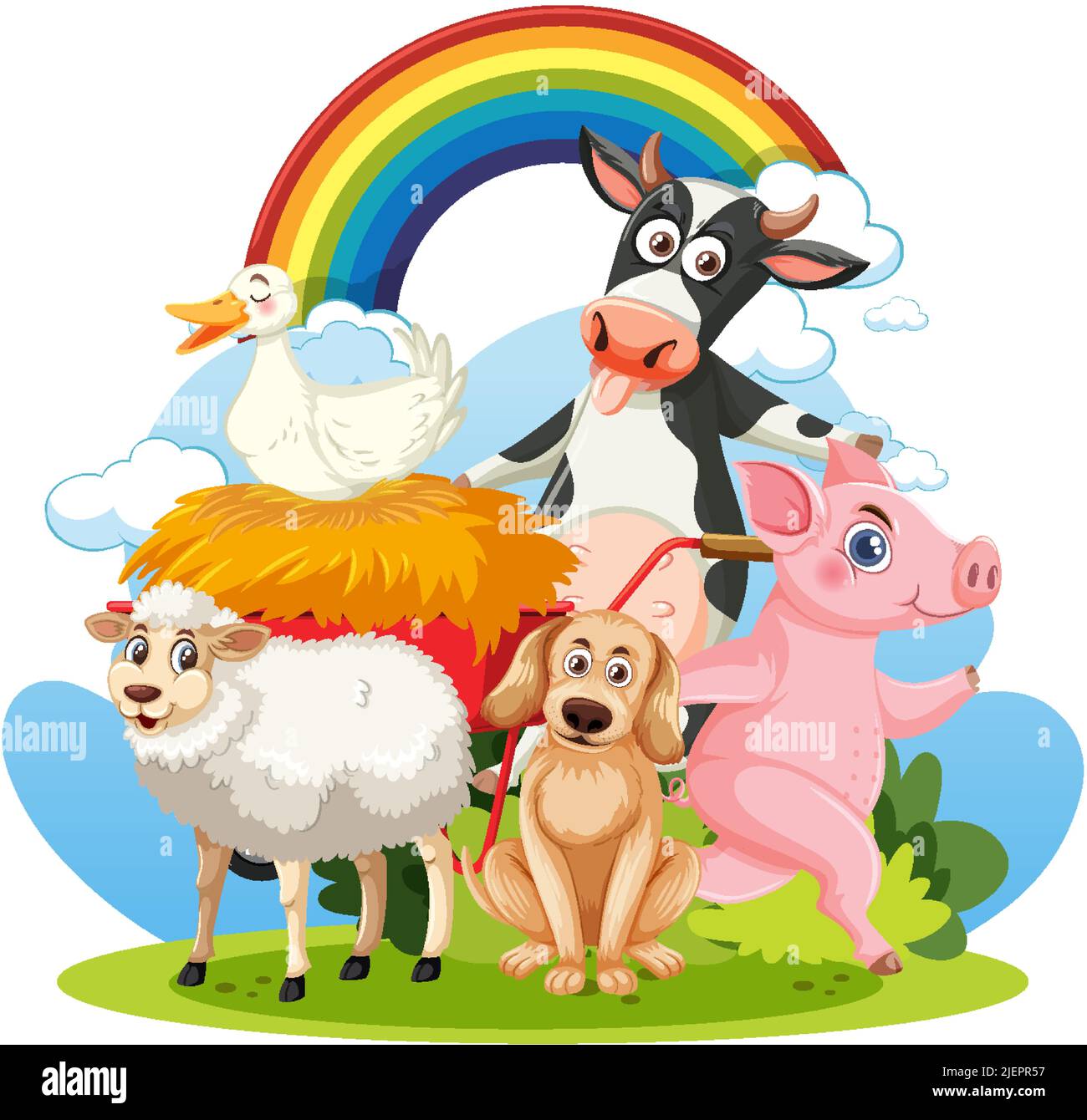 Farm animals cartoon character illustration Stock Vector Image & Art ...
