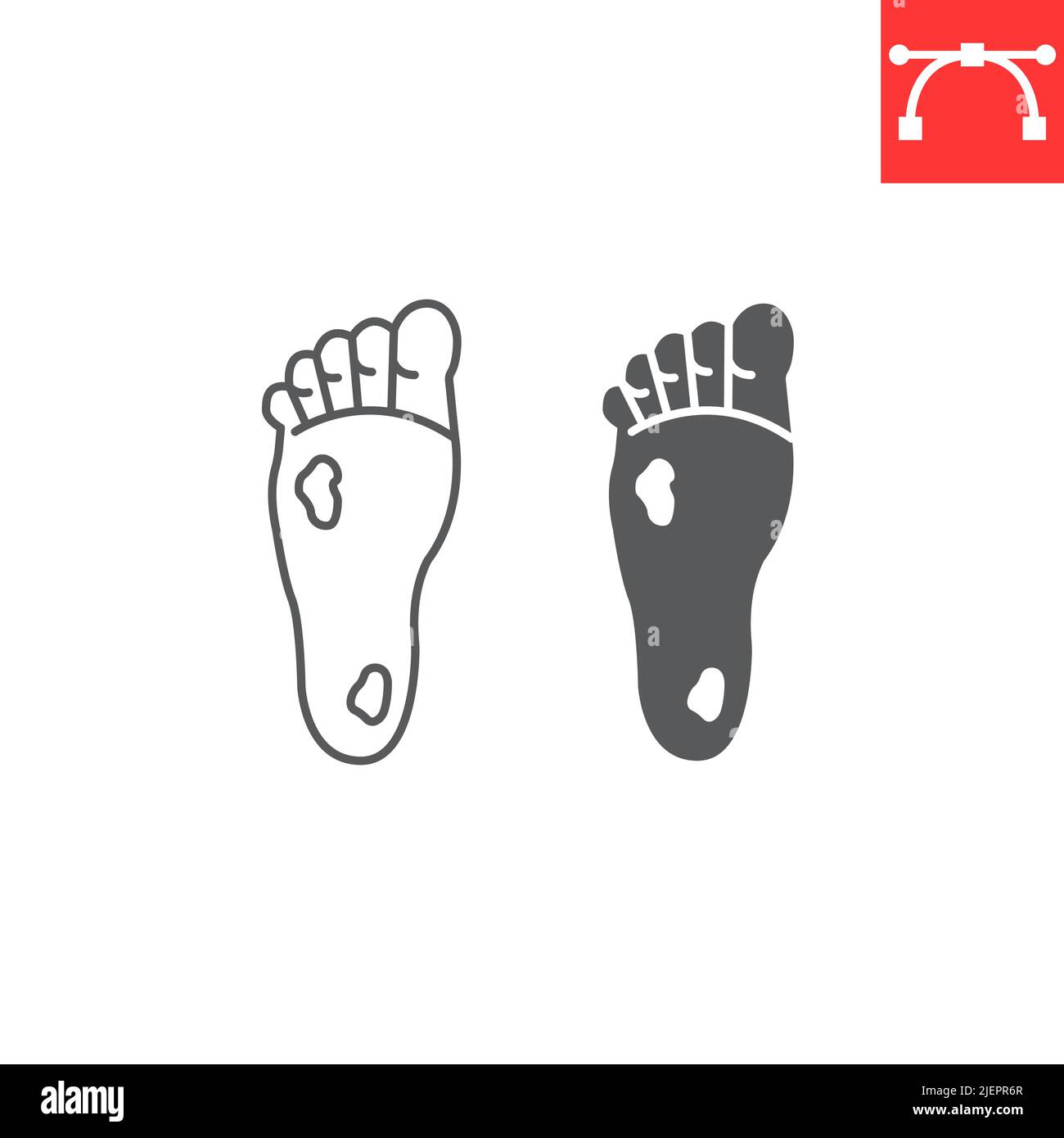 Diabetic foot line and glyph icon, ulcer and disease, diabetic foot ...