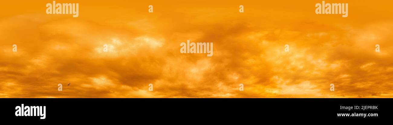 A red burning overcast sunset sky panorama. Hdr seamless spherical ...