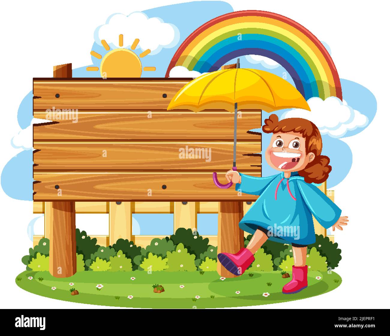 Empty board template with cartoon character illustration Stock Vector ...