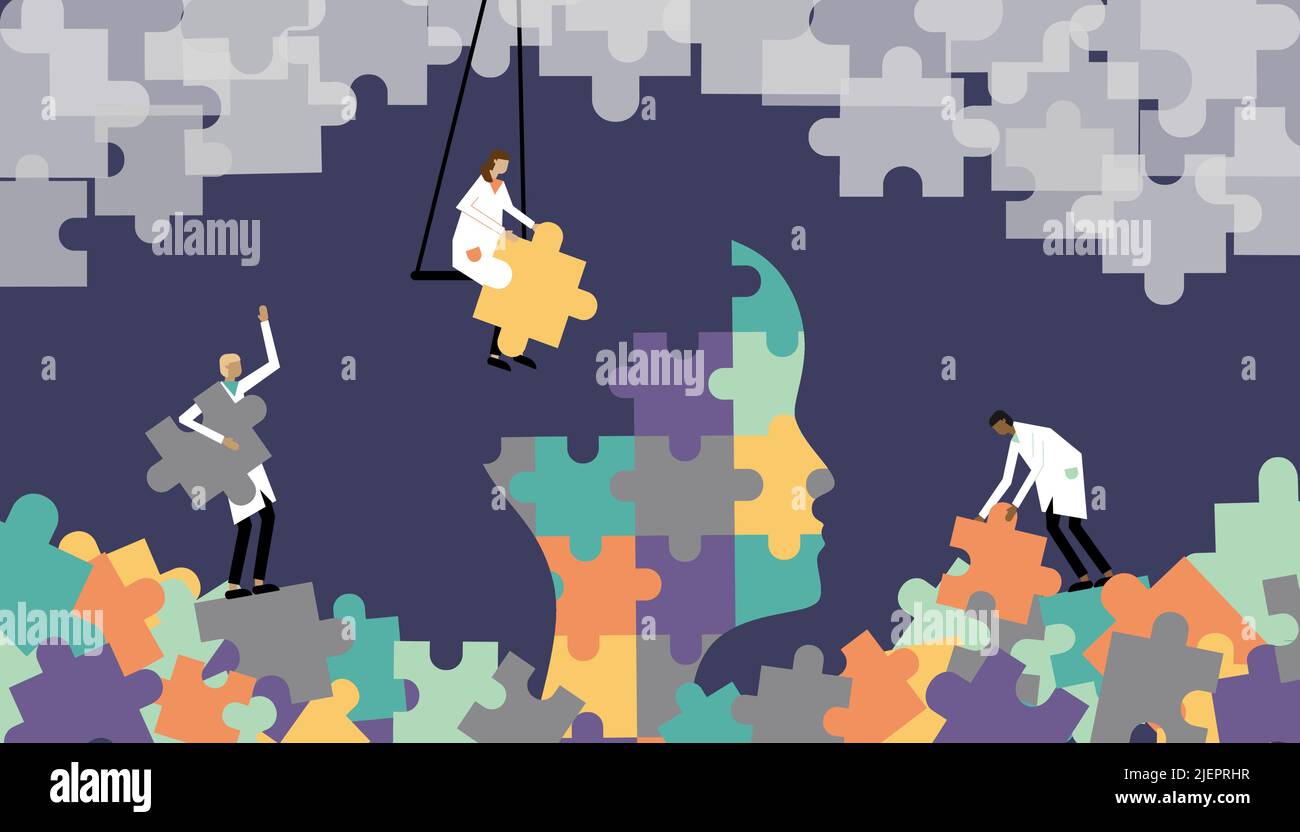 vector illustration on the theme of psychotherapy, mental assistance ...