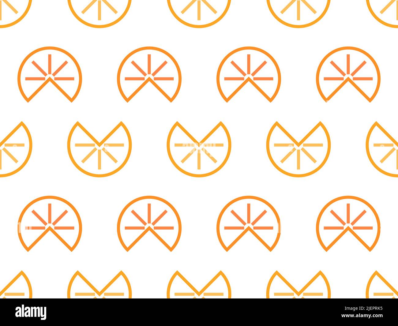 Seamless pattern with orange slices in a line art. Orange fruit slices ...