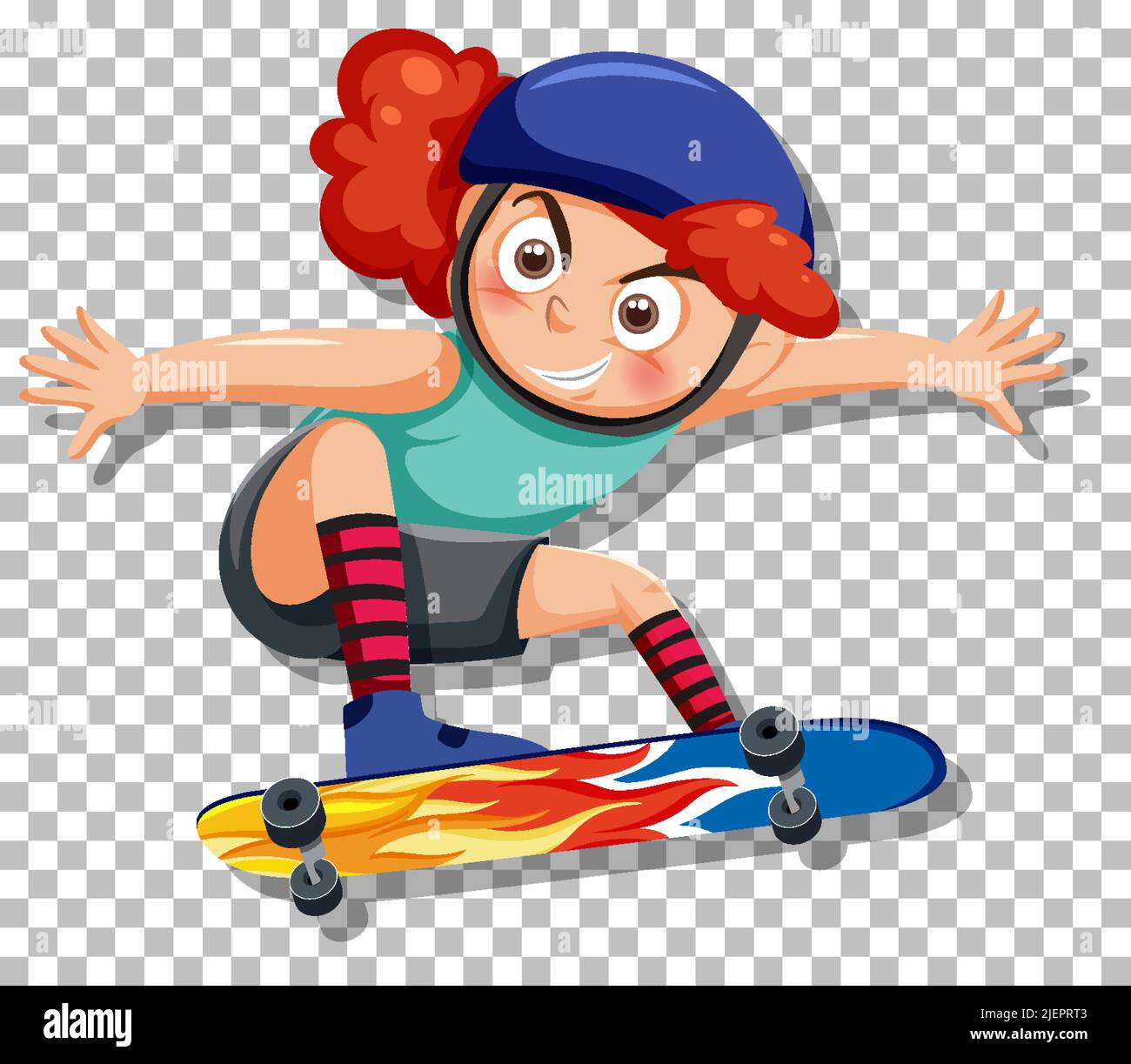 Girl on skateboard cartoon character illustration Stock Vector Image ...