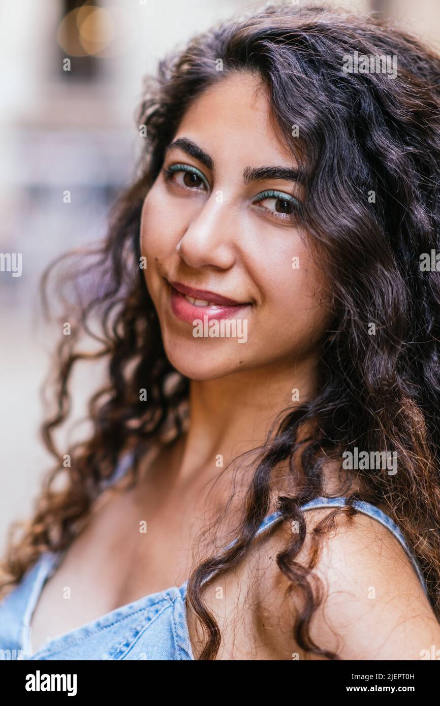 close up portrait of an an attractive turkish woman in the street Stock ...