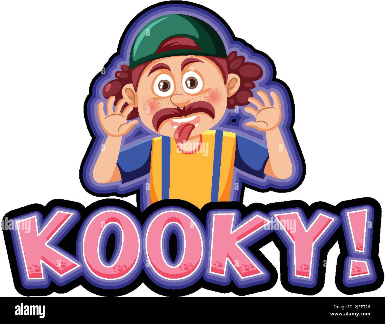 Playful cartoon character with kooky word expression illustration Stock ...