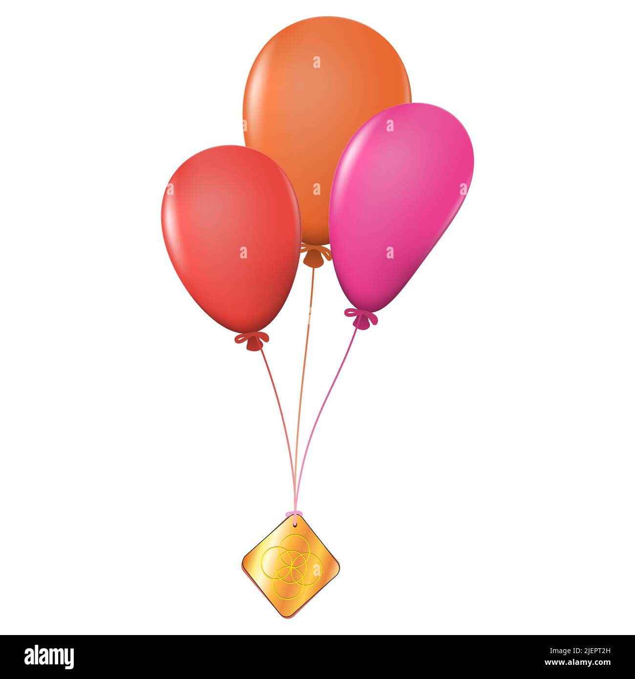 Abstract golden NFT non fungible token on bunch of balloons isolated on ...