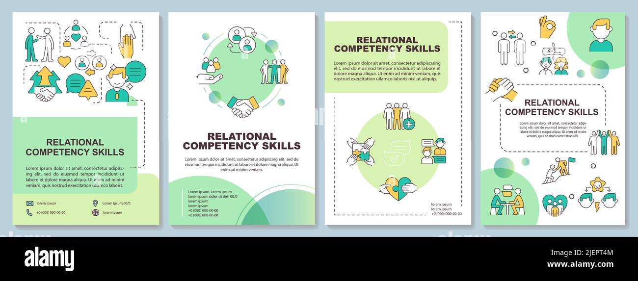 Skills of relational competency green brochure template Stock Vector ...