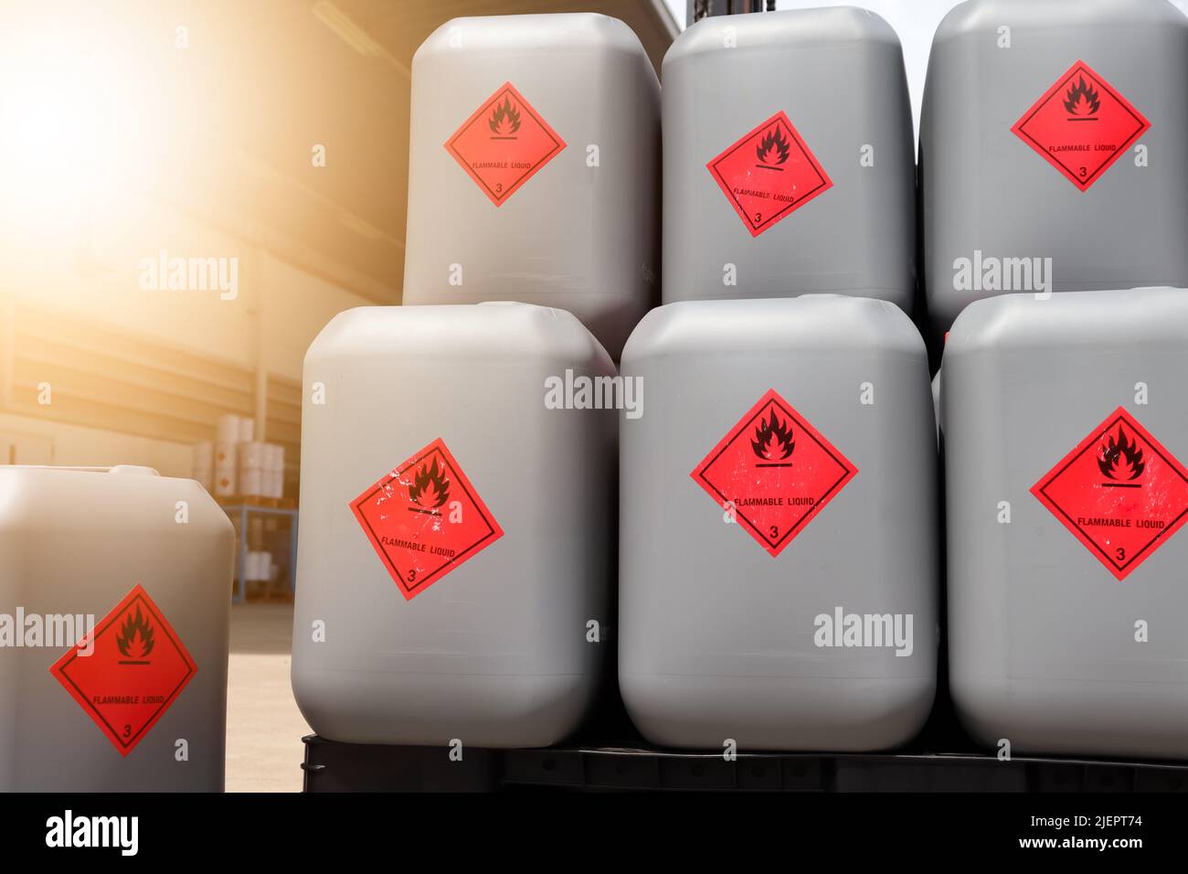 Flammable chemical tanks used in industry and laboratory Stock Photo ...