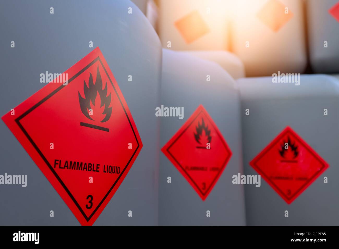 Flammable chemical tanks used in industry and laboratory Stock Photo ...