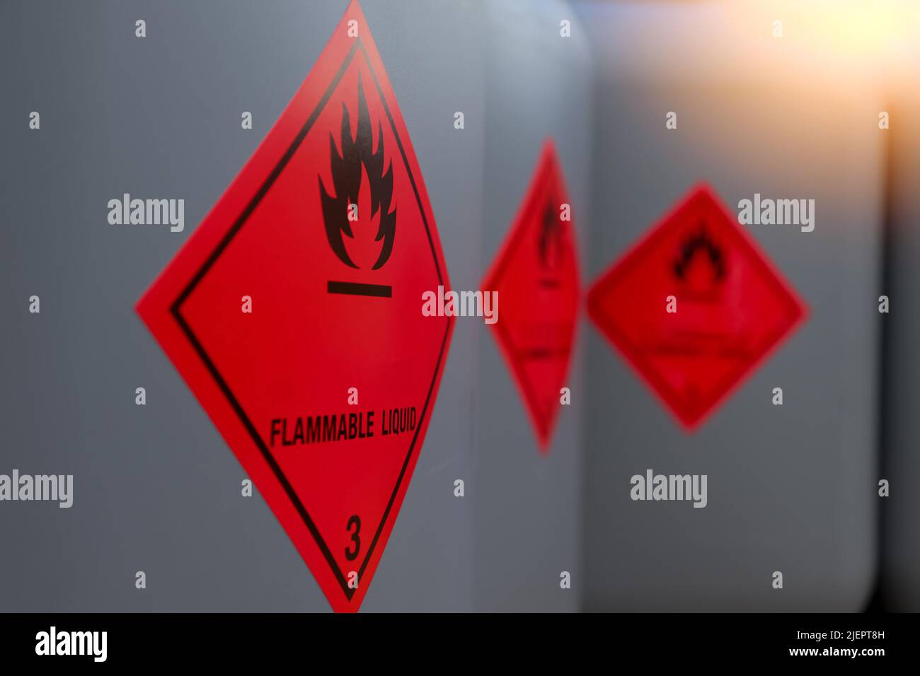 Flammable chemical tanks used in industry and laboratory Stock Photo ...