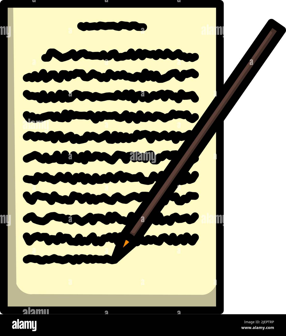 Sheet With Text And Pencil Icon. Editable Bold Outline With Color Fill ...
