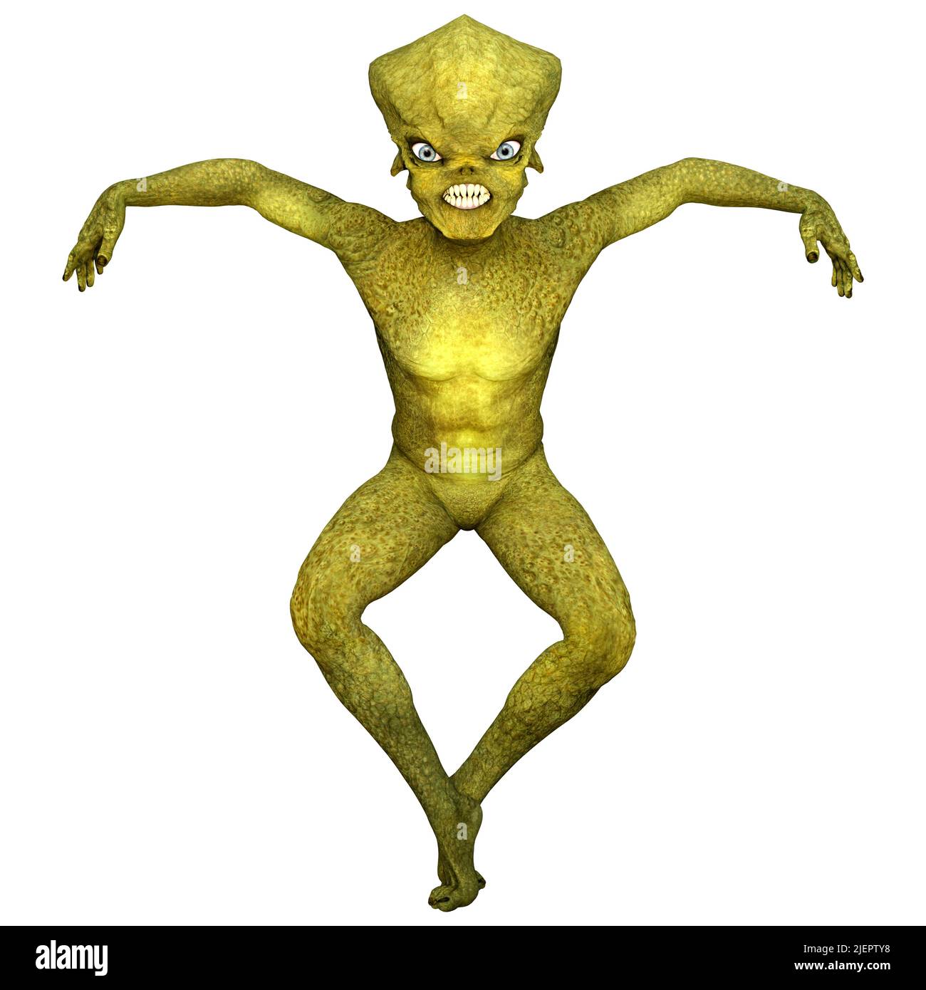3D rendering of a green alien isolated on white background Stock Photo ...