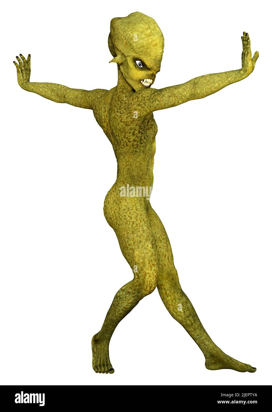 3D rendering of a green alien isolated on white background Stock Photo ...