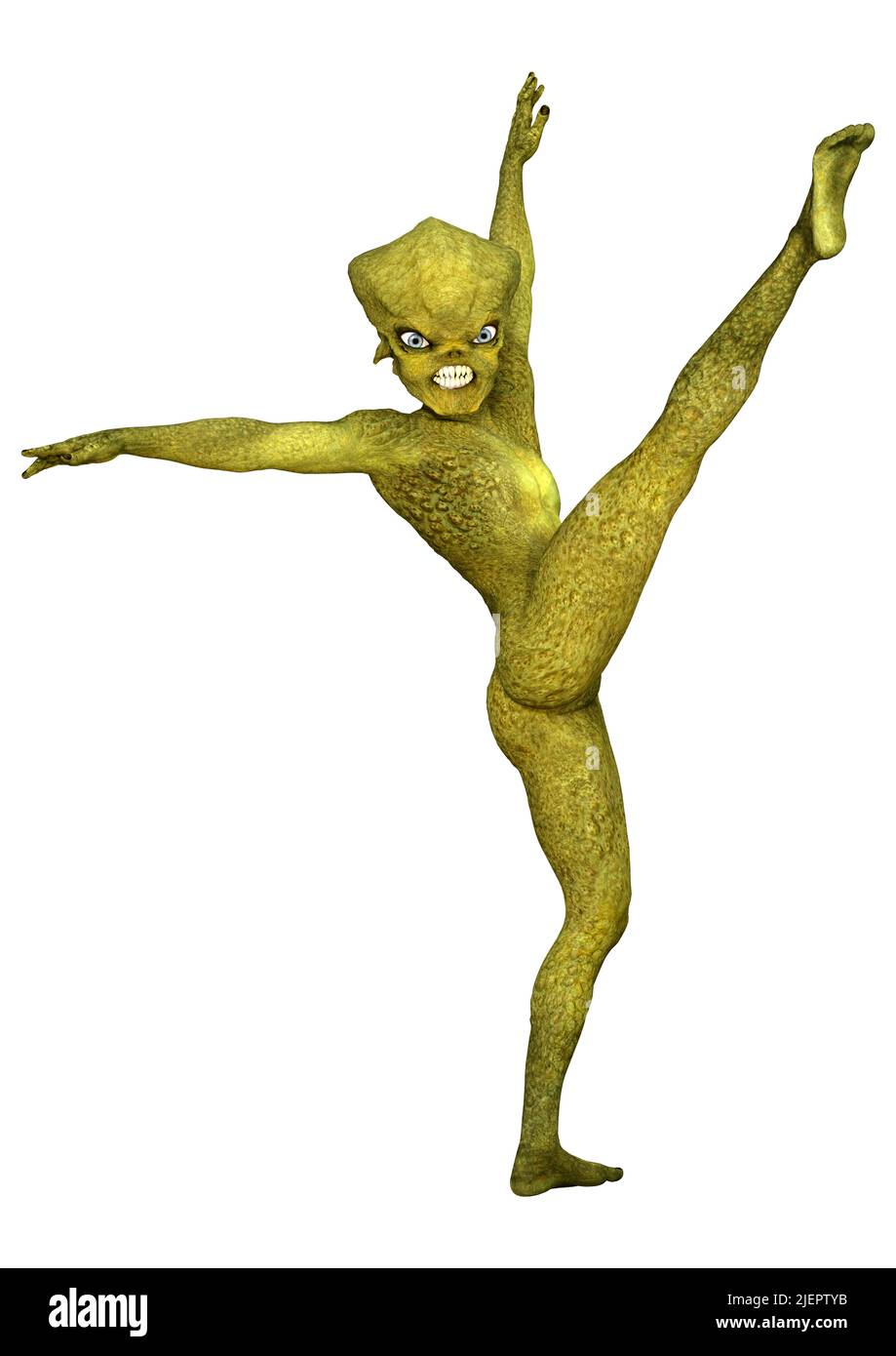 3D rendering of a green alien isolated on white background Stock Photo ...