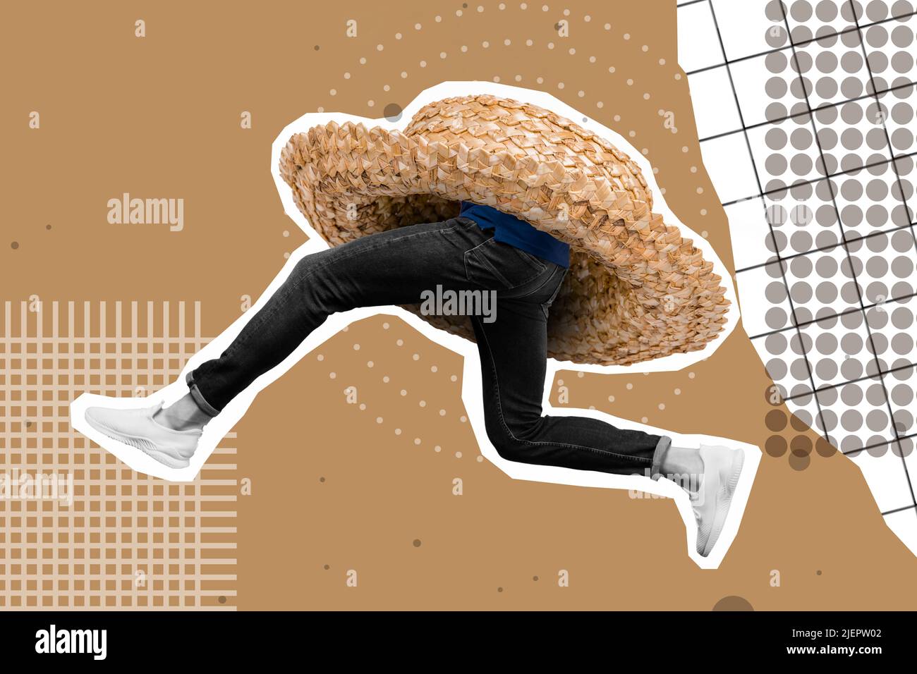 Exclusive minimal magazine sketch image of guy legs running inside huge ...