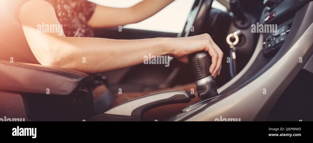 Woman stick shift car hi-res stock photography and images - Alamy