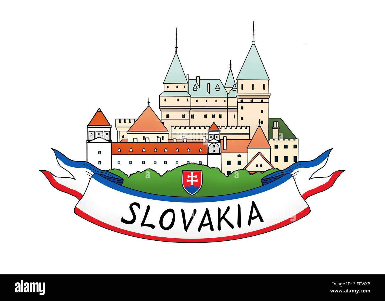 Logo of Slovakia country, represented by two of the most famous castles ...