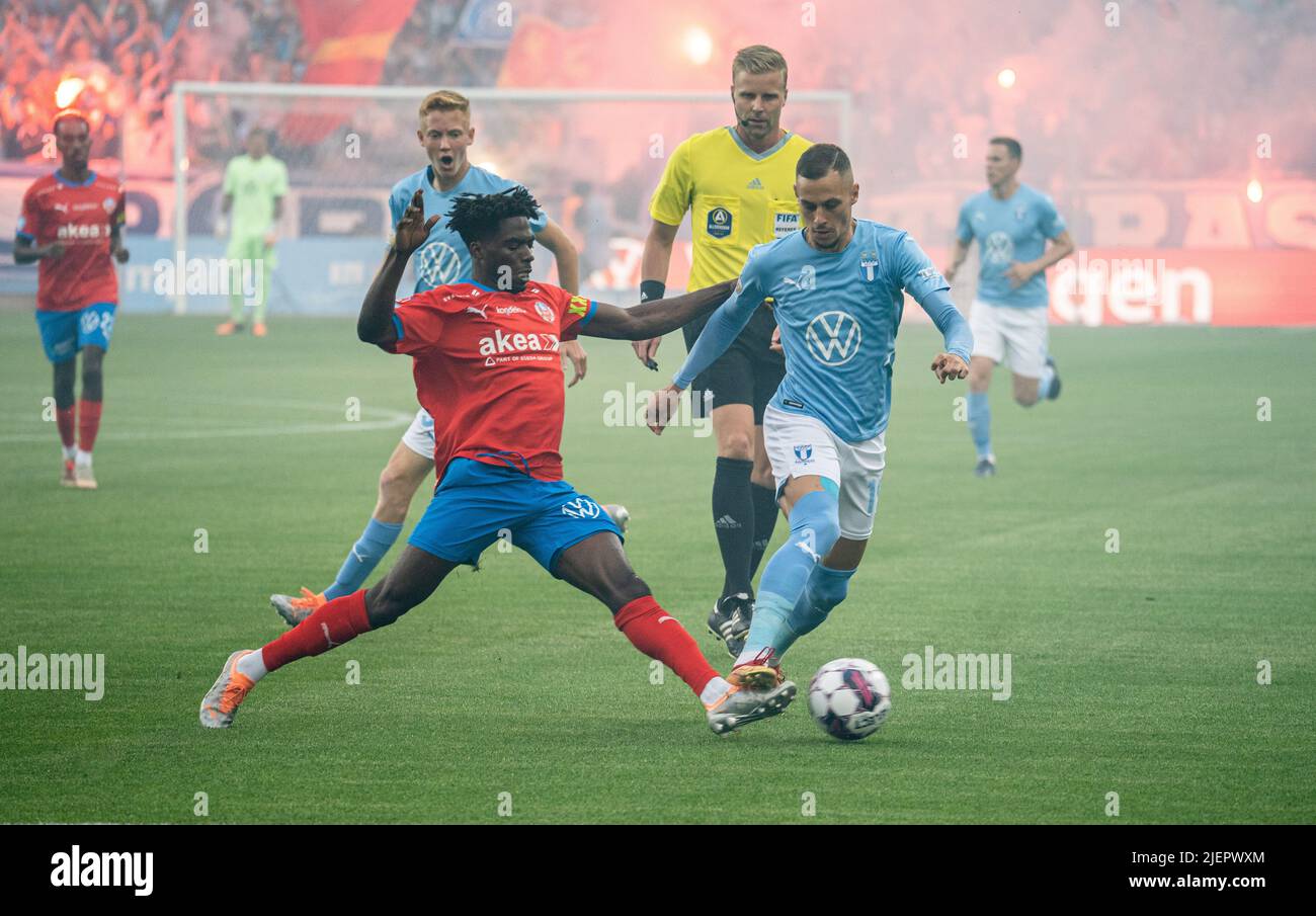 Malmoe, Sweden. 27th June, 2022. Veljko Birmancevic (19) of Malmoe FF ...