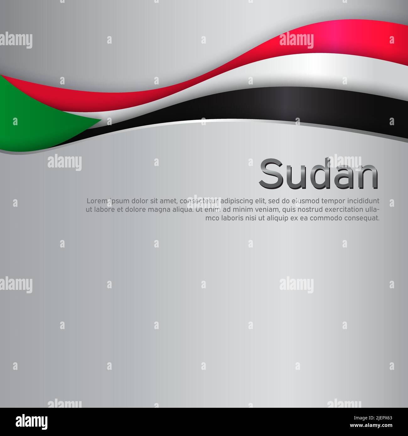 Abstract waving sudan flag. National sudanese poster. Creative metal ...