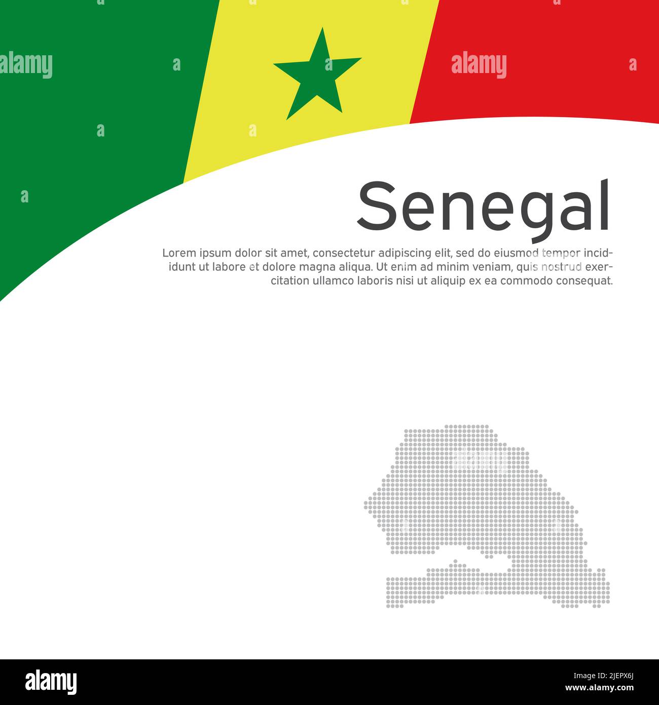 Abstract waving Senegal flag, mosaic map. National senegalese poster. Creative background for ...