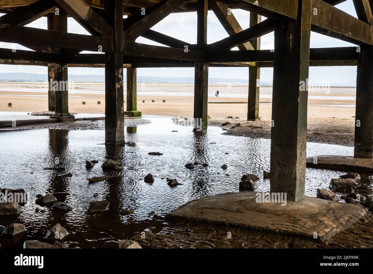 A view of the wooden structure underneath the pier in Burnham On Sea ...
