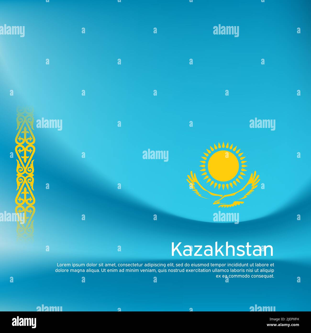 Kazakhstan flag background. Blurred pattern in the colors of the kazakh ...