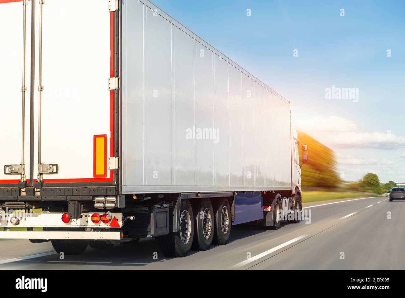 White blank modern delivery big shipment cargo commercial semi trailer ...