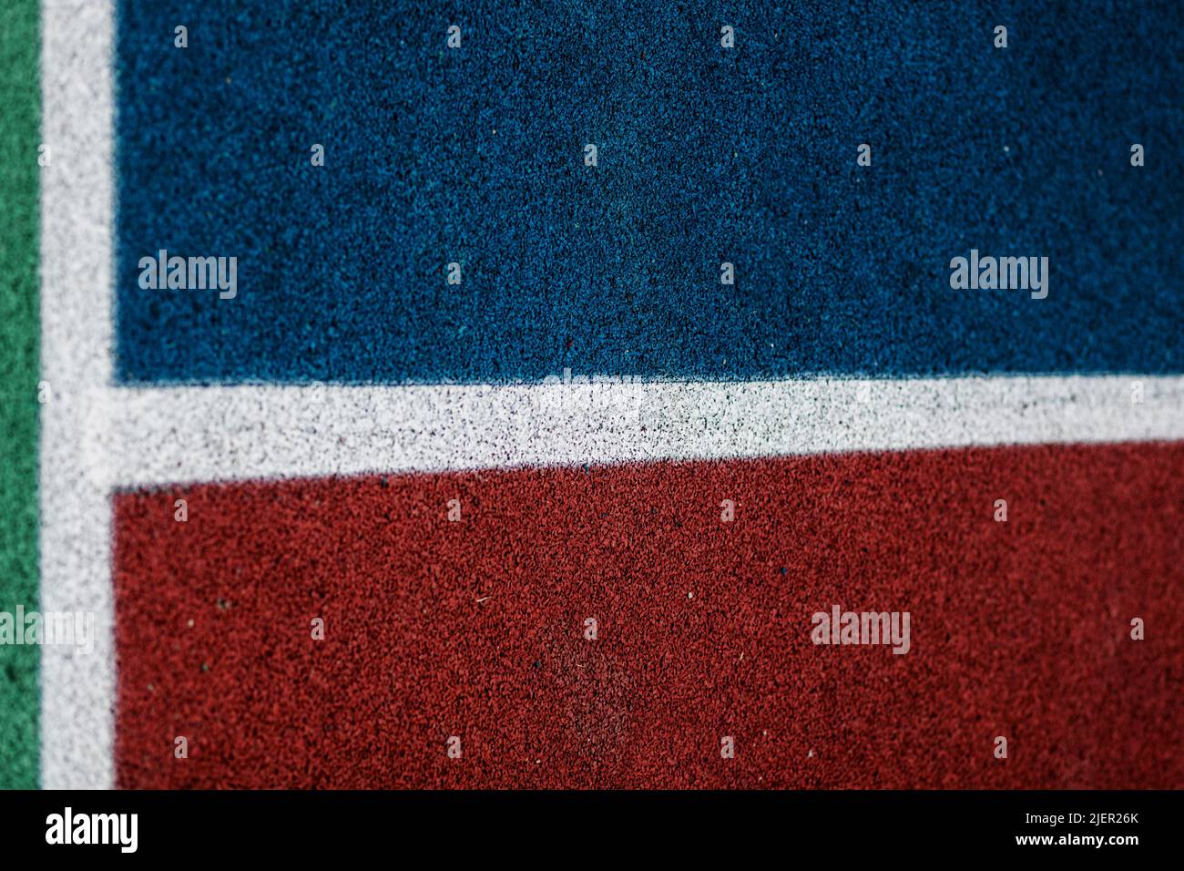 Colorful sports court background. red and blue shield rubber ground ...