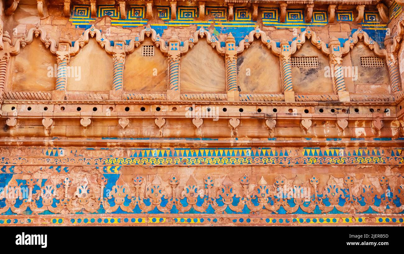 Blue Color Painted walls of Fort Palace of Man Singh, Gwalior Fort ...
