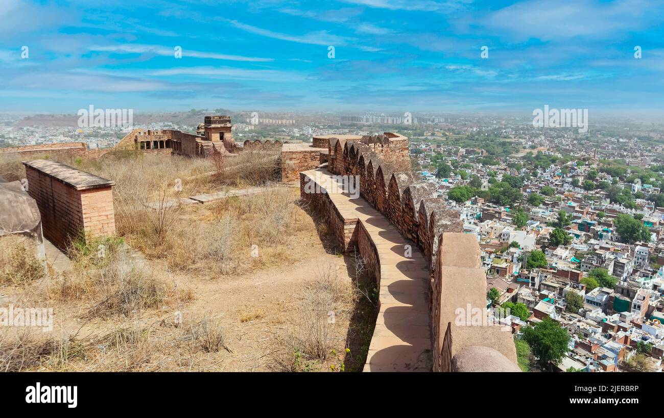 Fortress of Gwalior Fort and city view, Gwalior, Madhya Pradesh, India ...